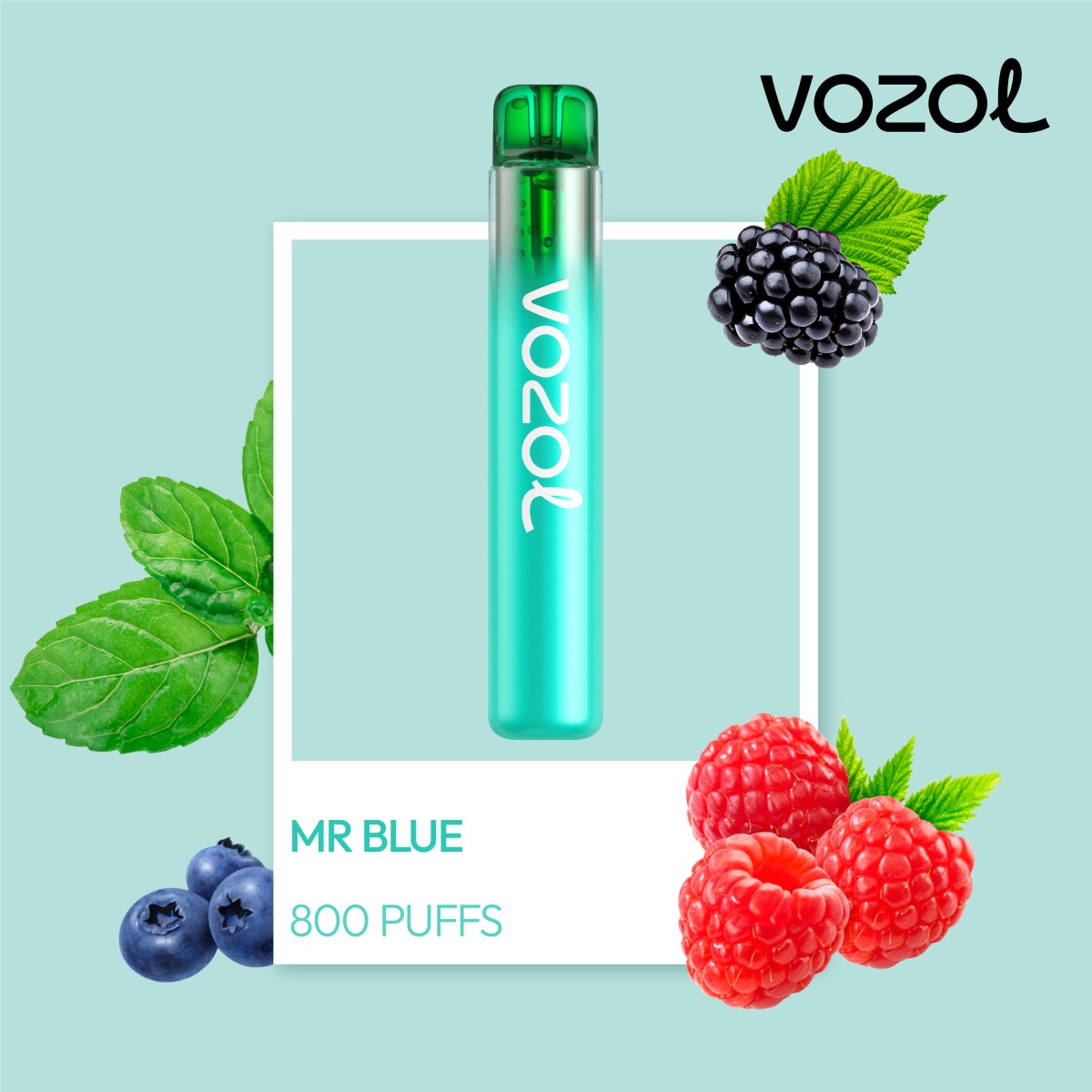 VOZOL NEON 800 VAPE ΜΙΑΣ ΧΡΗΣΗΣ 2ML 2%NIC 800PUFF MR BLUE - 4020