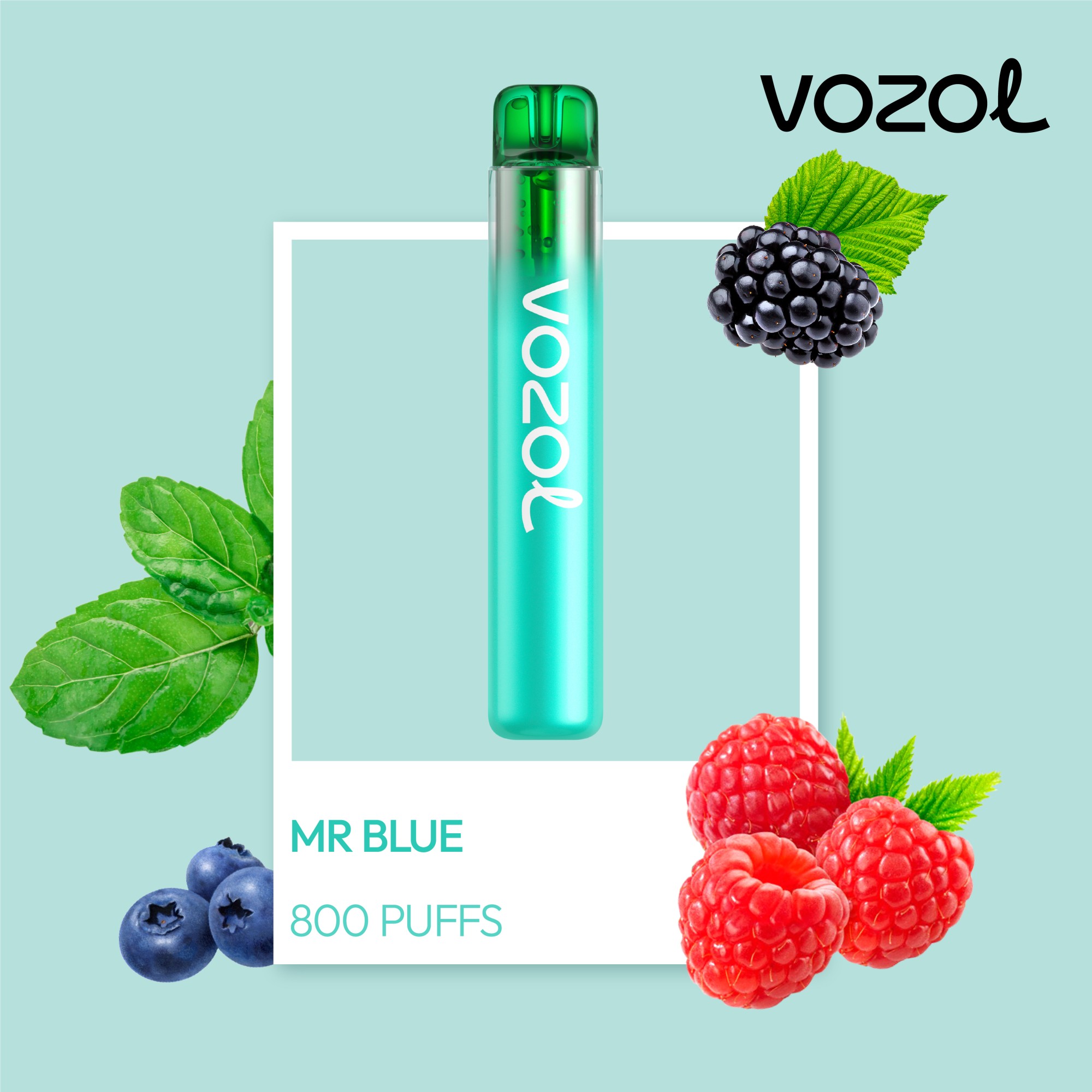 VOZOL NEON 800 VAPE ΜΙΑΣ ΧΡΗΣΗΣ 2ML 2%NIC 800PUFF MR BLUE - 4020
